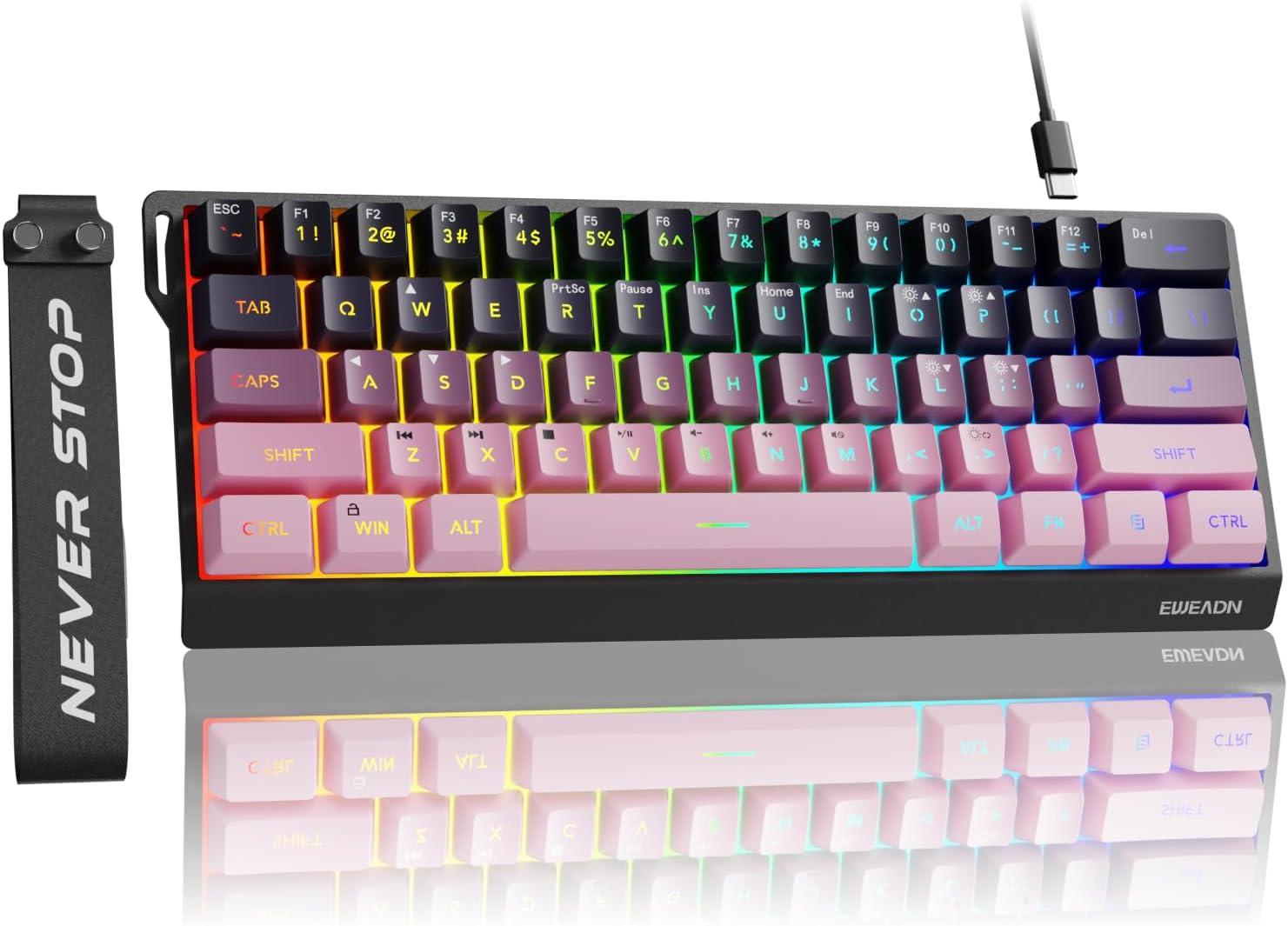 Amazon.com: SEUNKWANG EWEADN F61 60% Gaming Keyboard Wired, RGB Backlit ...