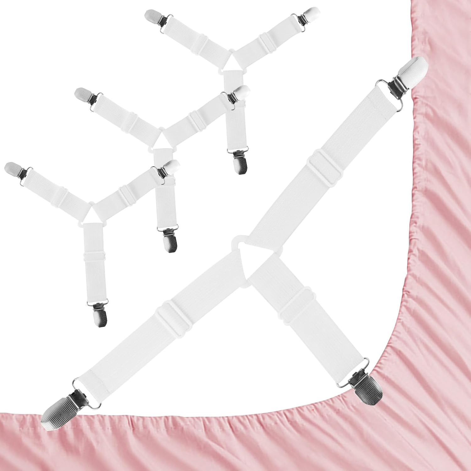 Amazon.com: Xiuouix Bed Sheet Straps,4Pcs Non-Slip Elastic Fitted Sheet ...