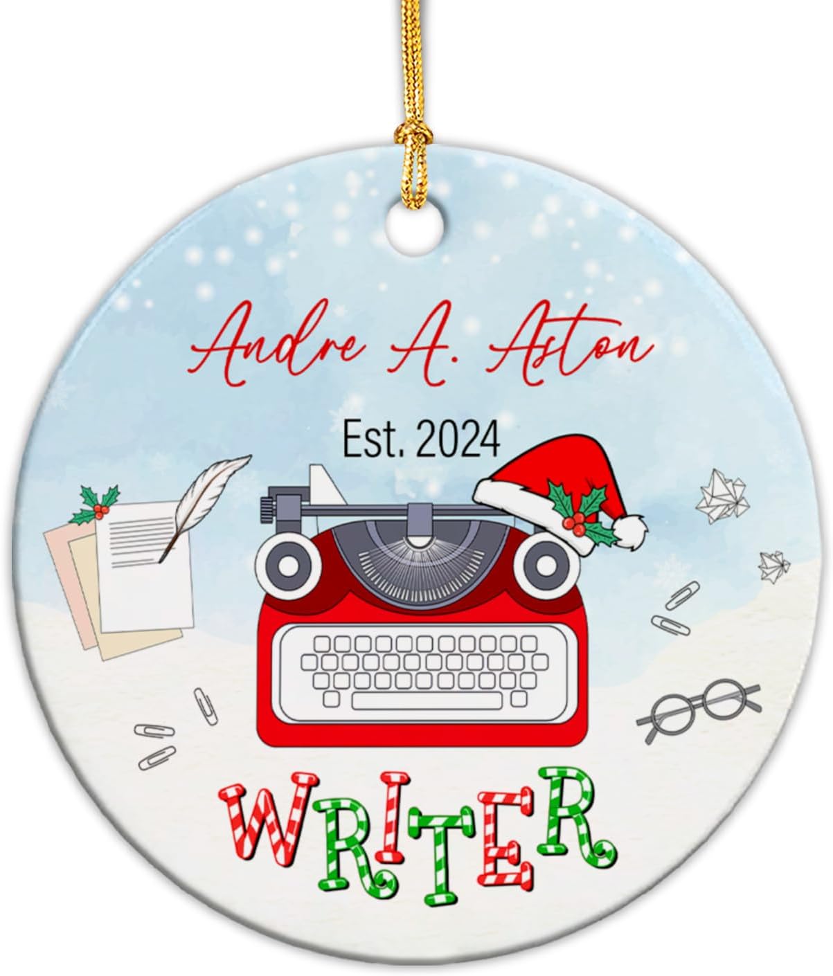 Amazon.com: Personalized Write Author Christmas Ornament 2024 ...