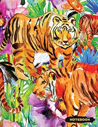 Notebook: Tiger Lined Journal, Composition Notebook, Ruled Lines (Cool ...