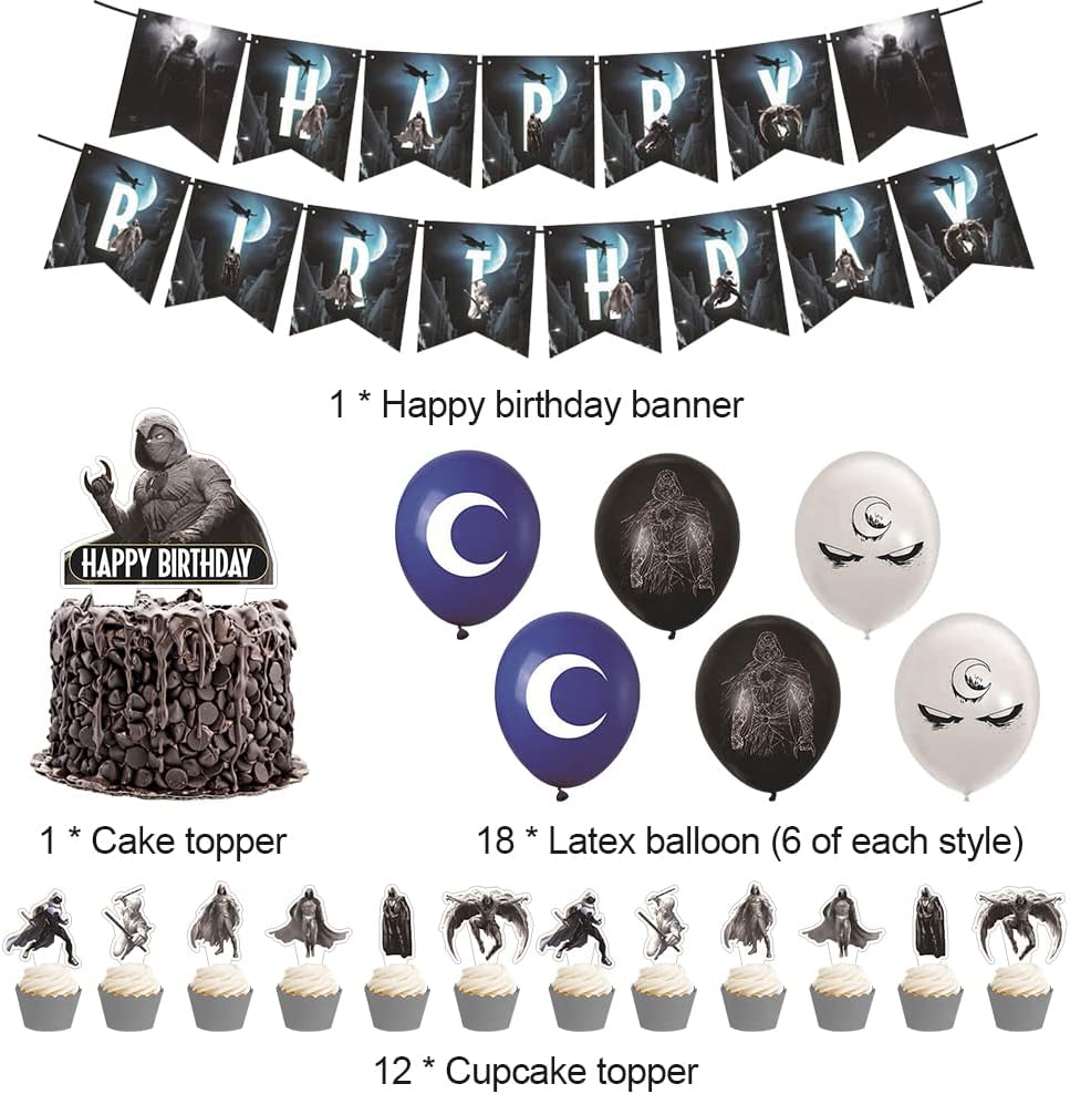 Moon Knight Birthday Party Supplies, 32 Pieces Moon Knight Theme Party ...