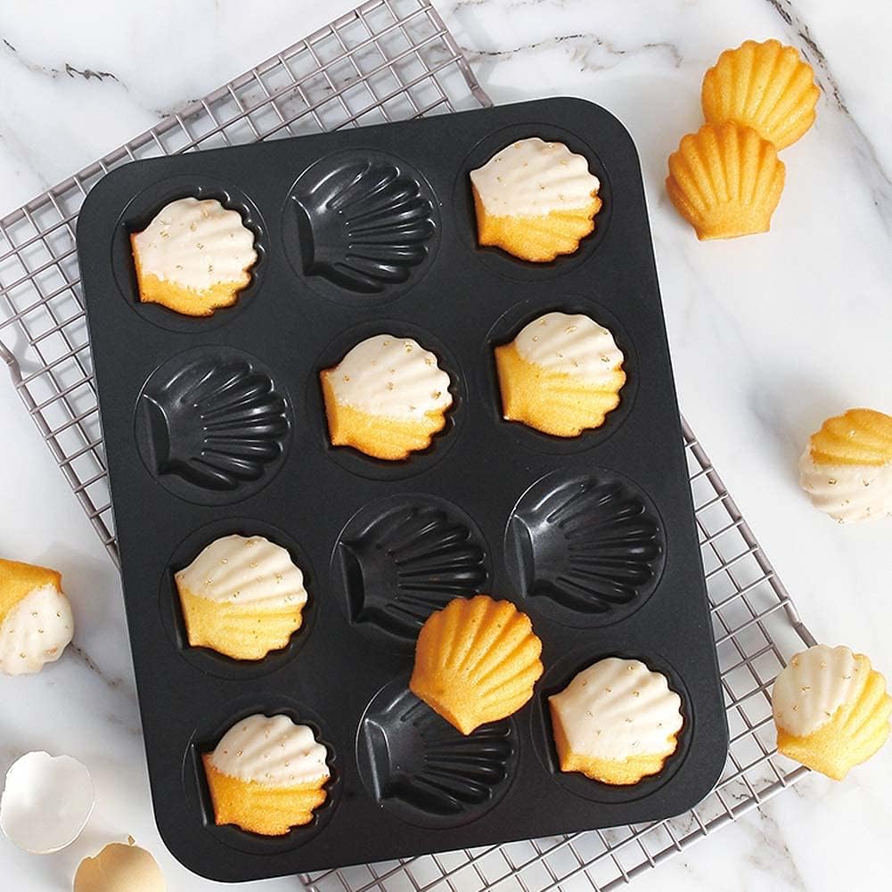 Polvoron Molder CANDeal Nonstick Madeleine Pan - 12-Cup Shell Shape ...