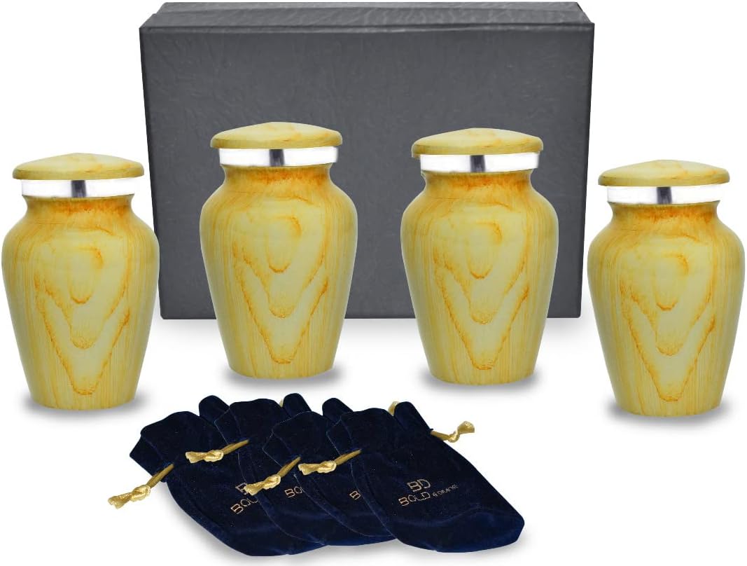 BOLD & DIVINE Small Oak Wood Keepsake Urns | Small | Mini Urns Set of 4 ...