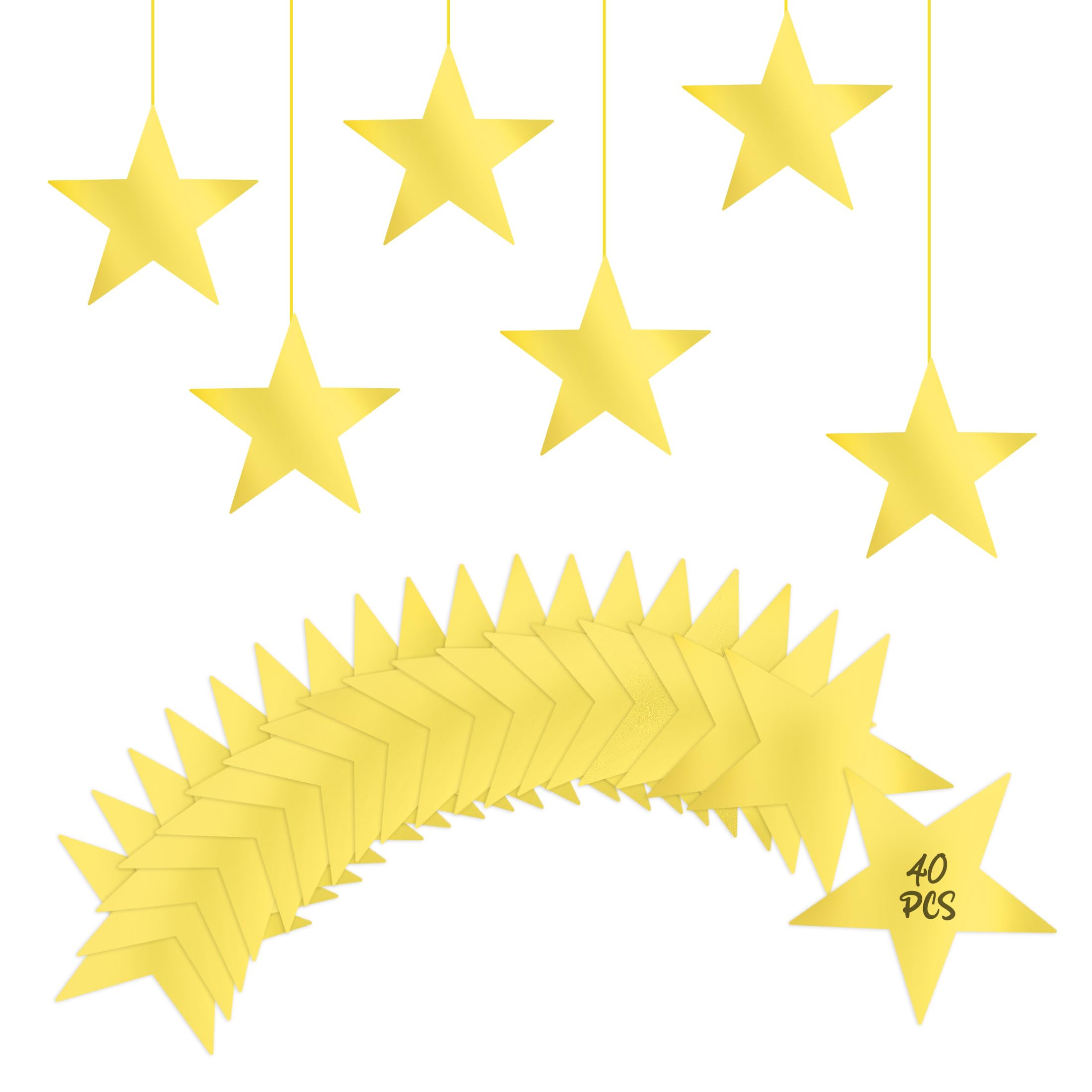Amazon.com: Gold Star Cutouts, 40 PCS Stars Cardboard Cutout Glitter ...