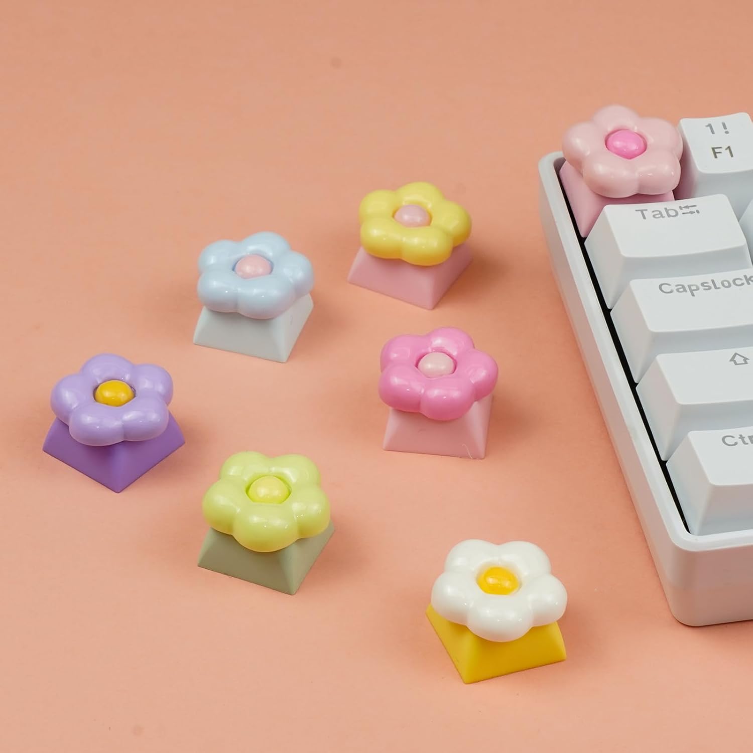 Amazon.com: 7 PCS Flower Keycaps for Cherry MX Keyboards - Cute ...