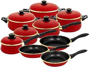 Amazon.com: Magefesa Tuscany Enamel On Steel 15 Piece Cookware Set, Red ...