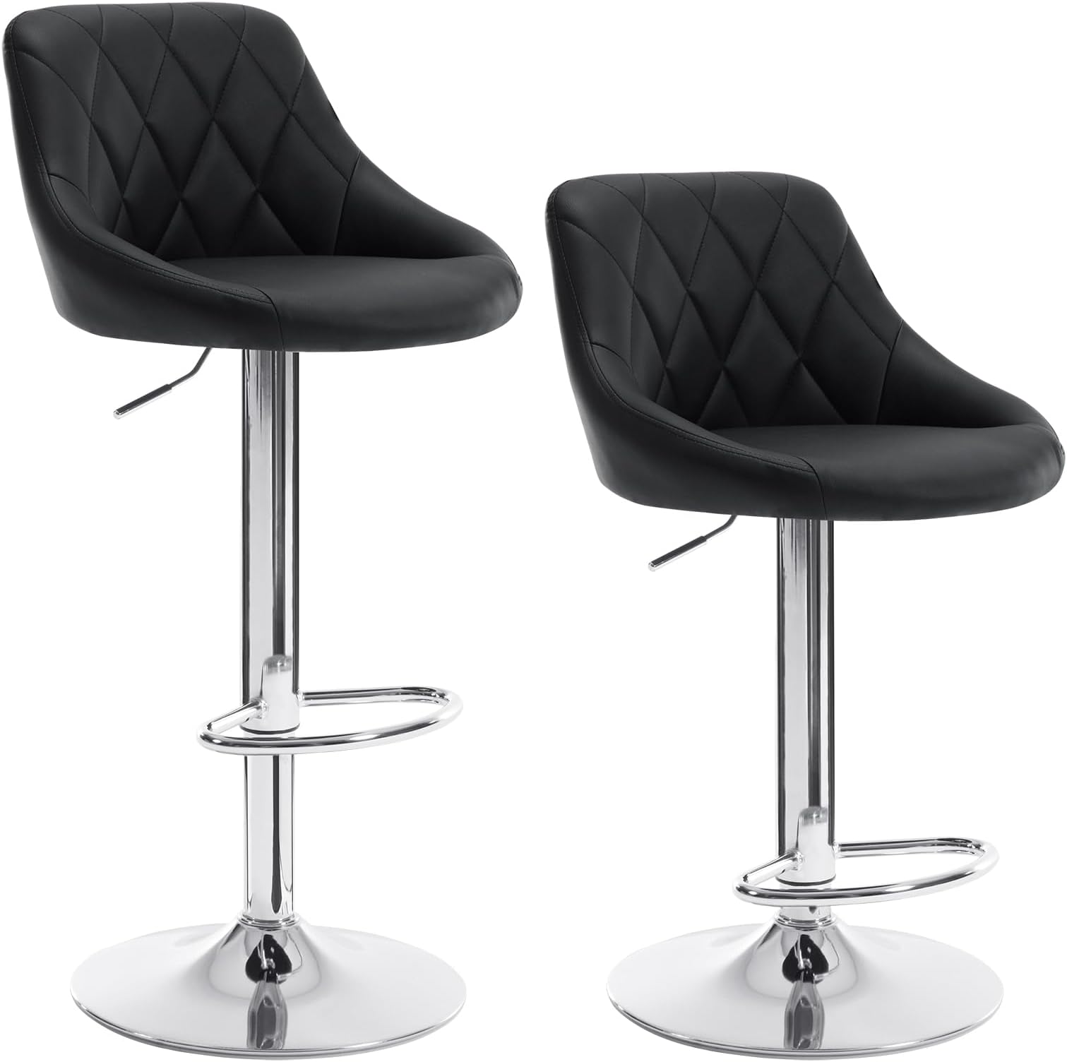 Lot de 2 tabourets de Bar, Tabouret de Bar en Cuir synthétique réglable ...