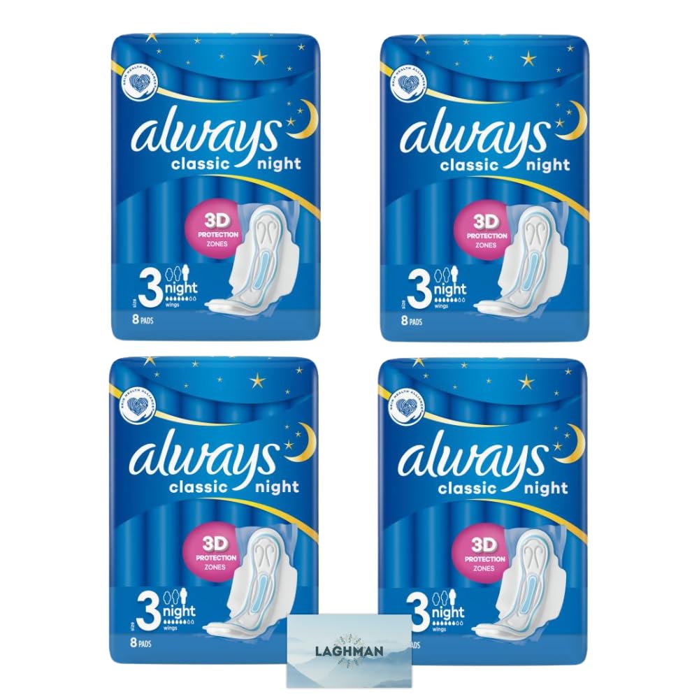 Classic Night Sanitary Pads with Wings - Size 3 - Bundle of 4 Packs ...