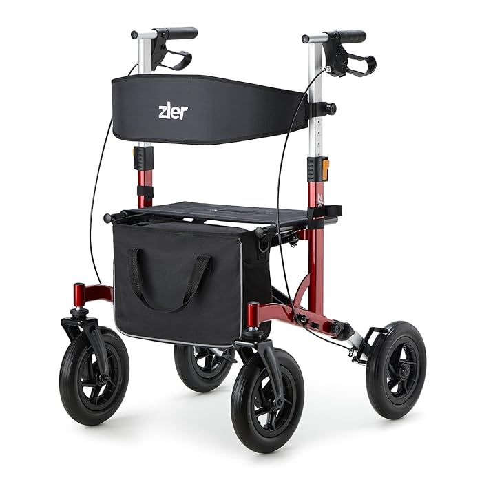 Buy Zler Rollator Walker with PU Solid Tires 300lbs - All Terrain ...