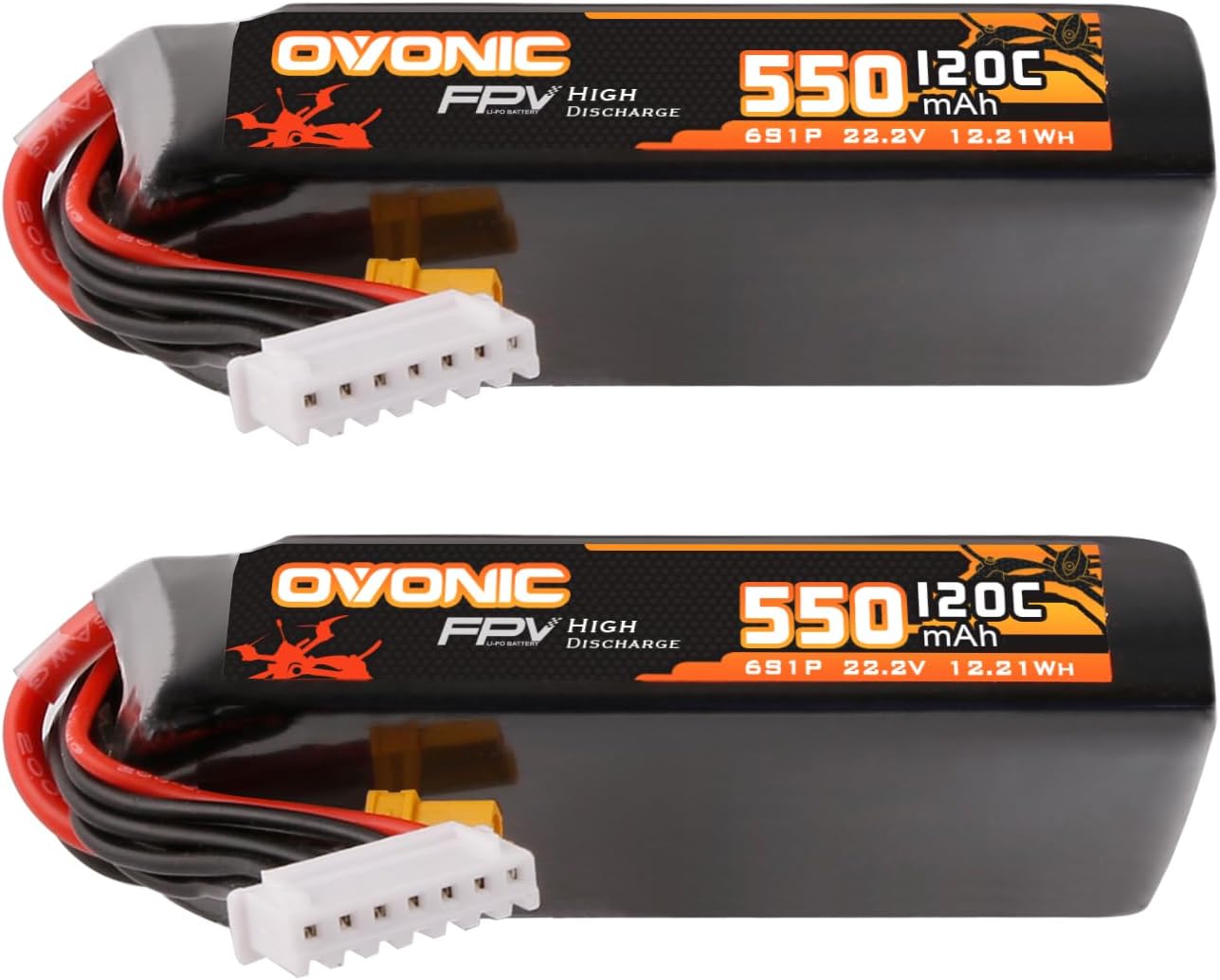 Amazon.com: OVONIC 6S 550mAh Lipo Battery 22.2V 120C Battery with XT30 ...