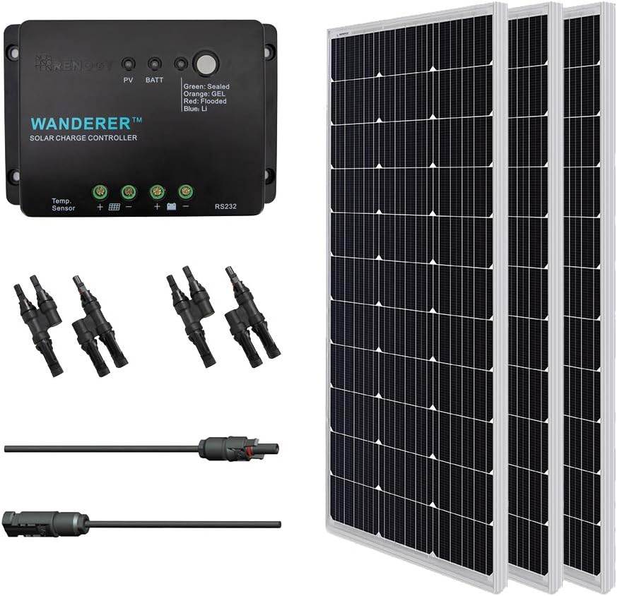 Amazon.com : Renogy Panel Monocrystalline Solar Bundle Kit, 300W + 30A ...