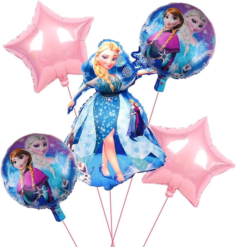 5PCS Elsa Princess Party Balloons, Elsa Princess Birthday Decorations ...