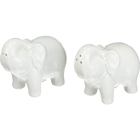 Amazon.com: Creative Co-op Hand Painted Elephants Salt and Pepper ...