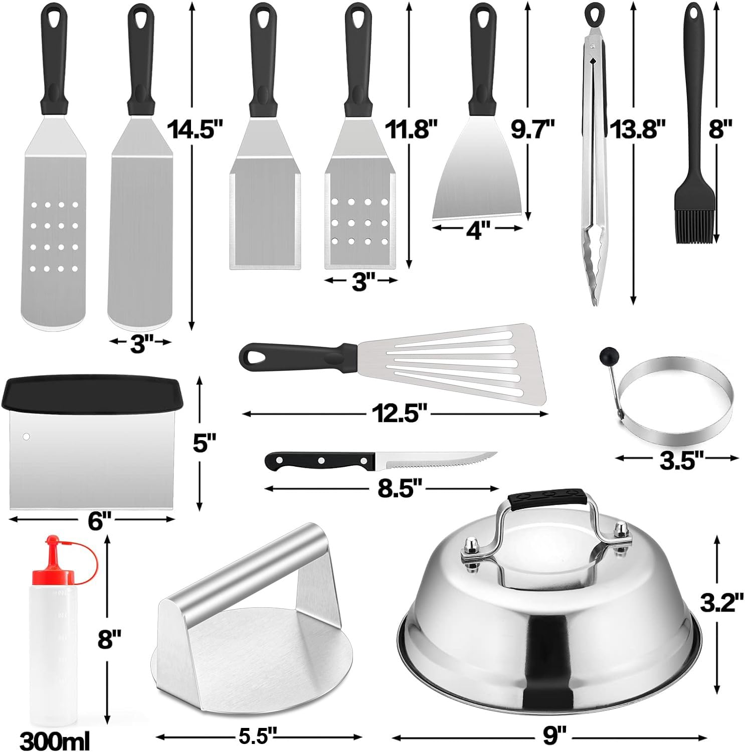 Snapklik.com : Griddle Accessories Kit Of 20, Heavy Duty Metal Spatula ...