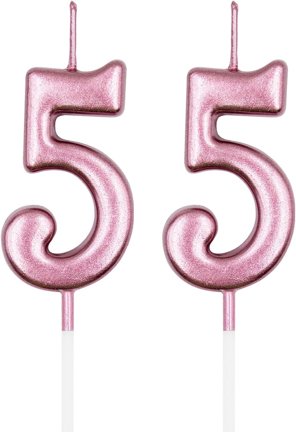 Amazon.com: 55th Birthday Candles, Rose Gold Number 55 5 Candle for ...