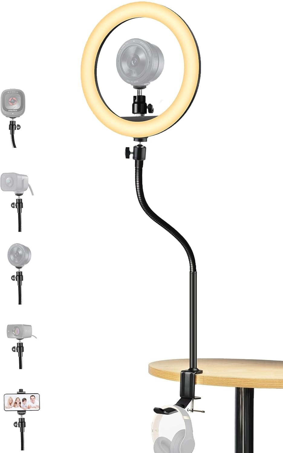 Amazon.com : Kiyo pro Webcam Ring Light Stand, 10-inch Ring Light with ...