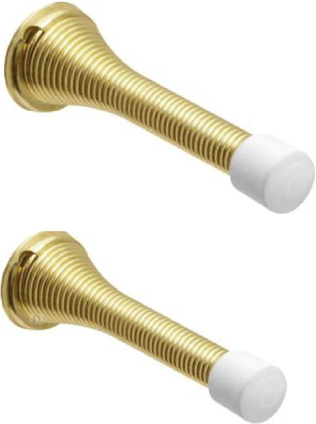 5 x Brass Spring Door Stop Stops Stopper Gold Doorstop Inc Fixings ...