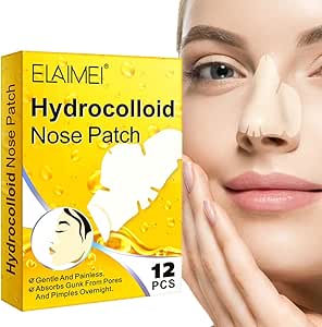 SYOSI Hydrocolloid Nose Patch, 1 Pack-12 Pcs, Blackhead Nasal Patch ...