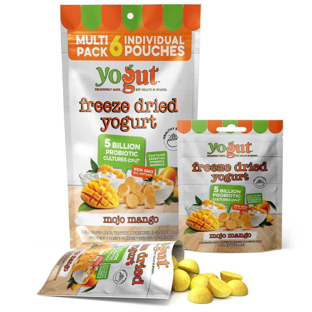 Amazon.com: YoGut Freeze Dried Yogurt Snack, Mango, 6 Pack, Healthy Snacks for Kids, Toddlers ...
