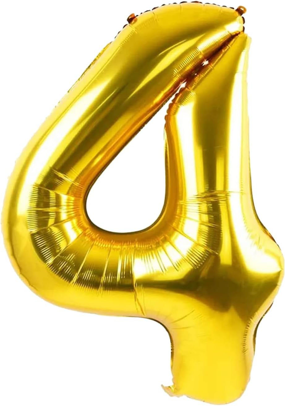 Party Propz Number 4 Foil Balloon, Golden Number Foil Balloon - 16 Inch ...