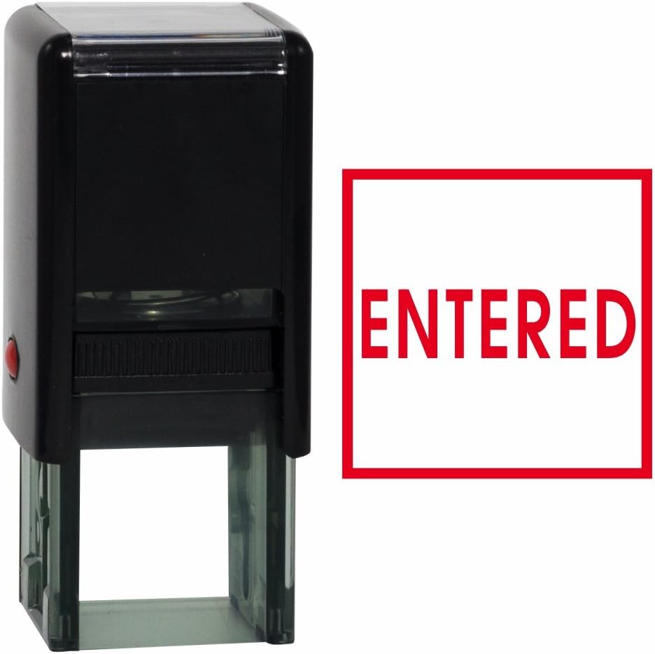 Amazon.com : Square Entered Self Inking Rubber Stamp (Red Ink) : Office ...