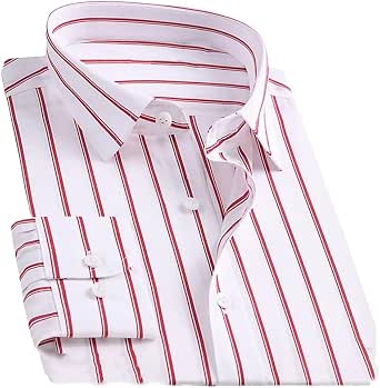Amazon.com: Men's Long Sleeve Striped Dress Shirt Pocketless ...