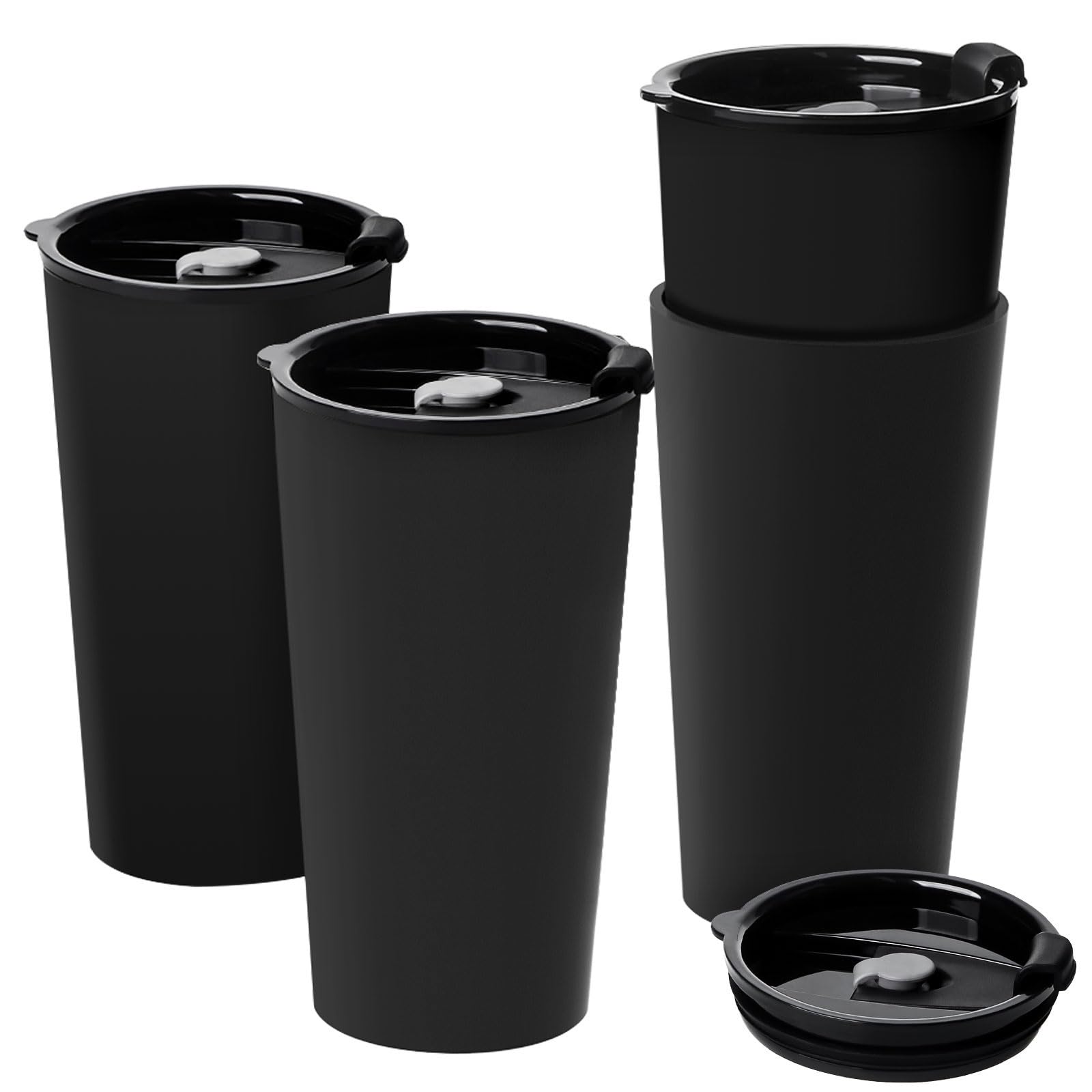 Snapklik.com : Greentainer 4 Pack Plastic Travel Coffee Mug Set, 20 Oz ...
