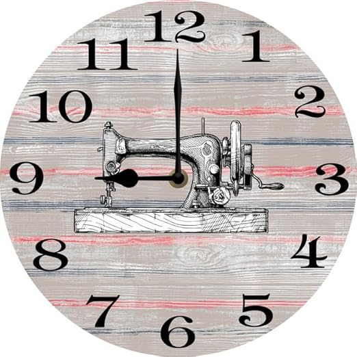 Amazon.com: Ygzyahpwe Retro Sewing Machine Wood Wall Clock Wooden Clock ...
