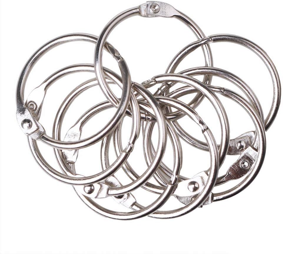 kuou 20 Pcs Metal Book Rings, Loose Leaf Binders Book Rings 25mm Inner ...