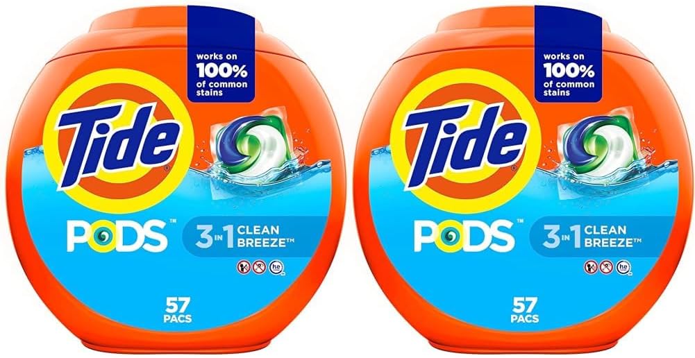 Amazon.com: Tide Pods Laundry Detergent, Clean Breeze, 57 Pacs Capsules ...