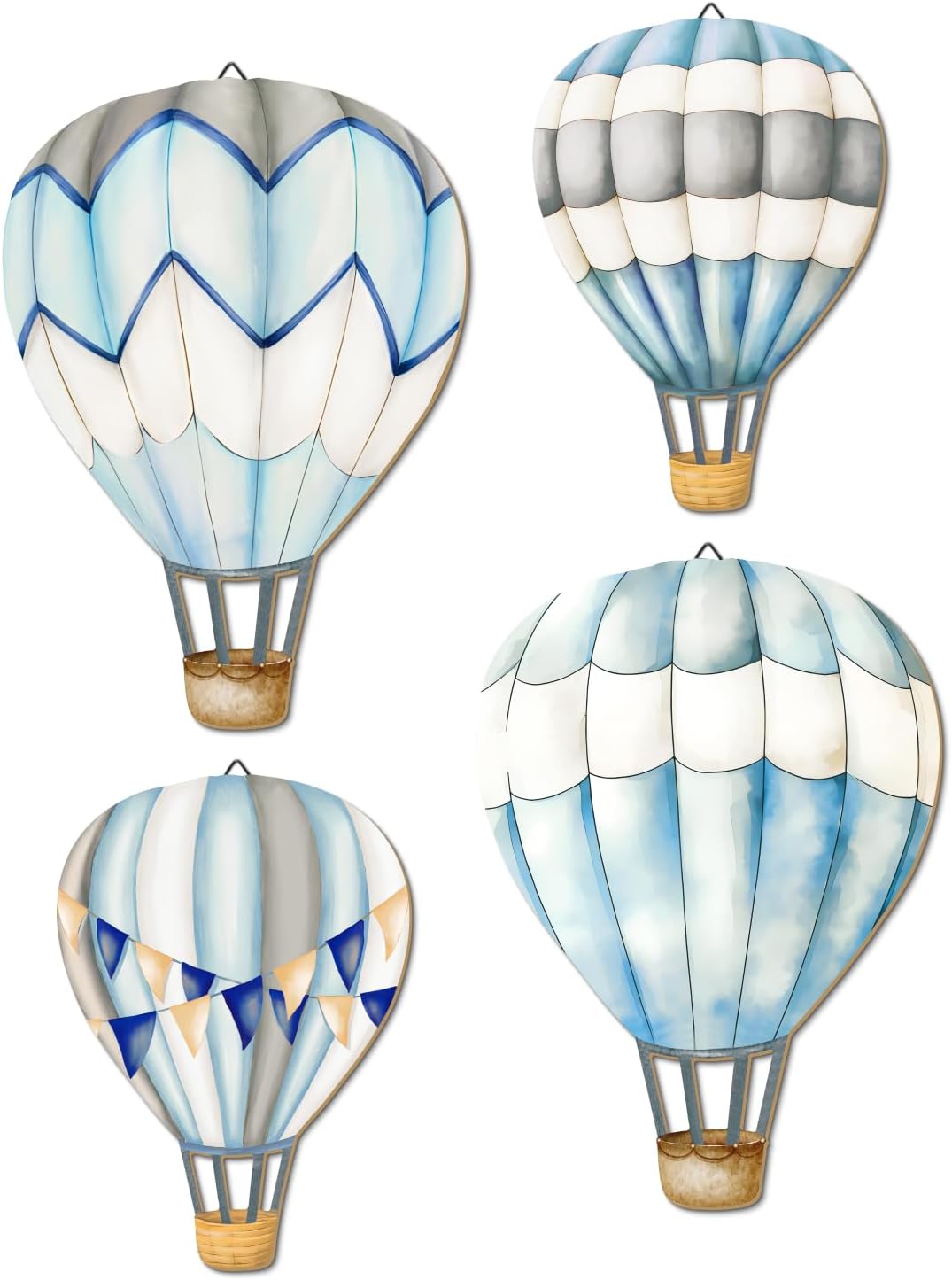 Amazon.com: Putuo Decor 4 Pcs Hot Air Balloon Wall Decor with Triangle ...