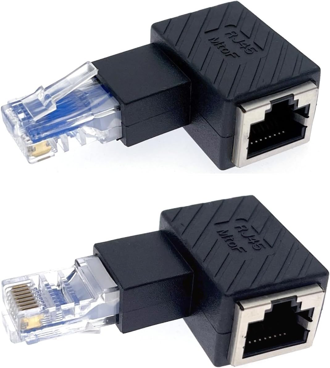JZK 2pcs, 1x right angled and 1x left angled RJ45 Male Plug to Female ...