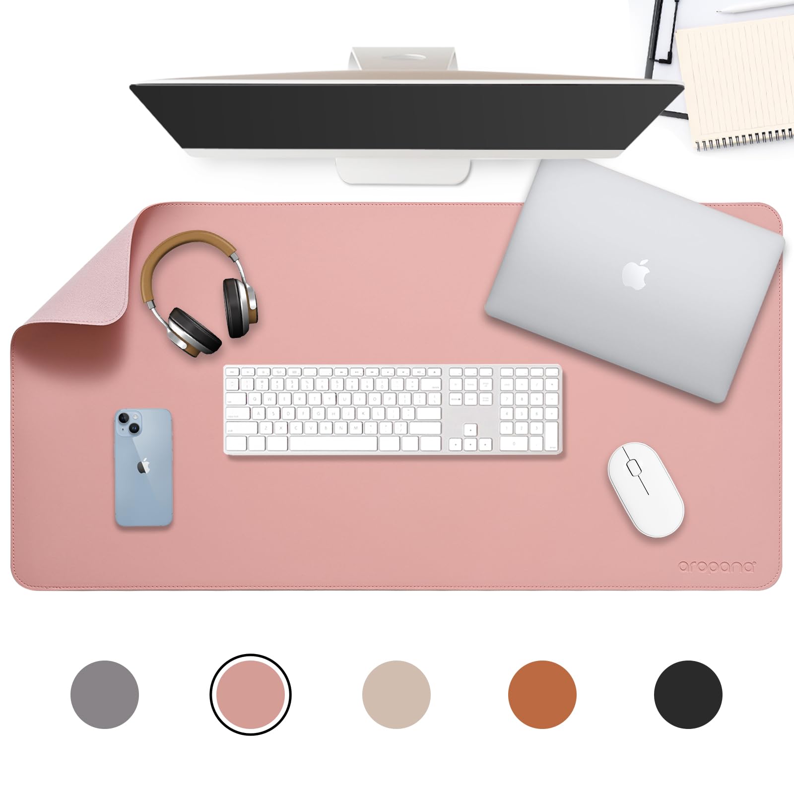 Aropana Anti-Slip Extended Mouse Pad, PU Vegan Leather Desk Mat ...