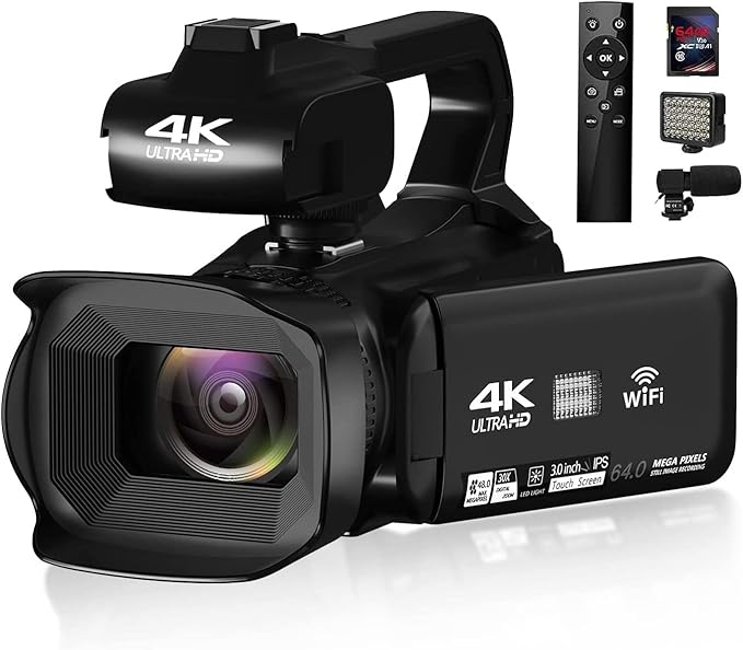 Amazon.com : Jiusenhui 4K Video Camera Camcorder, 64MP 60FPS 18X ...