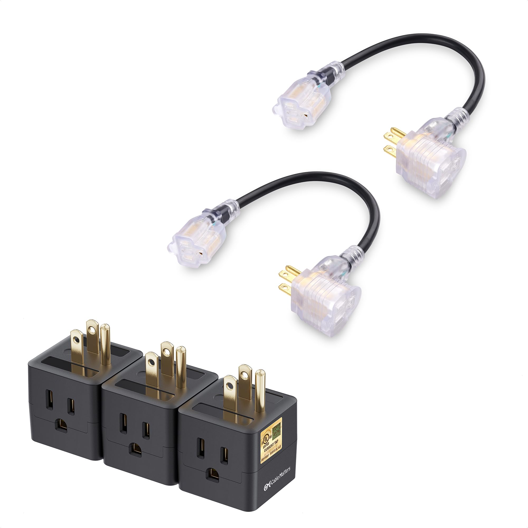 [UL Listed] Cable Matters 3-Pack 3 Outlet Wall Adapter in Black & [ETL ...