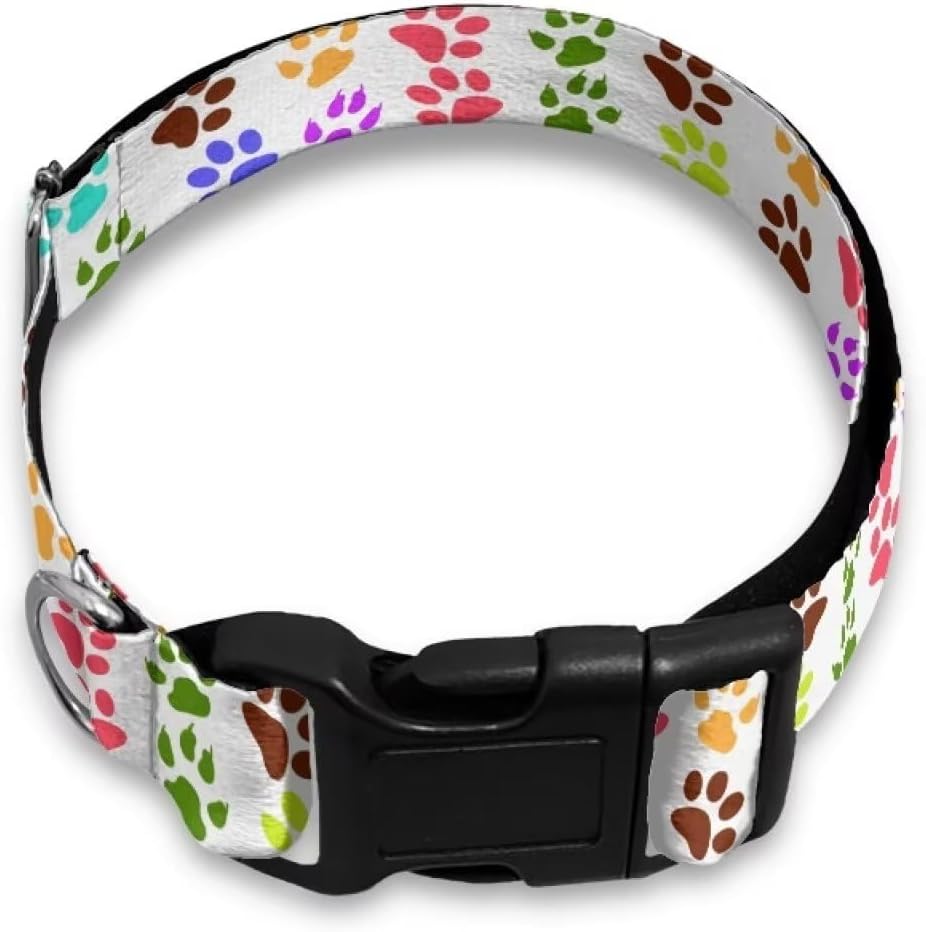 ZDCUSTOM Colored Paws Dog Collar Strap Adjustable Male Female Dog ...