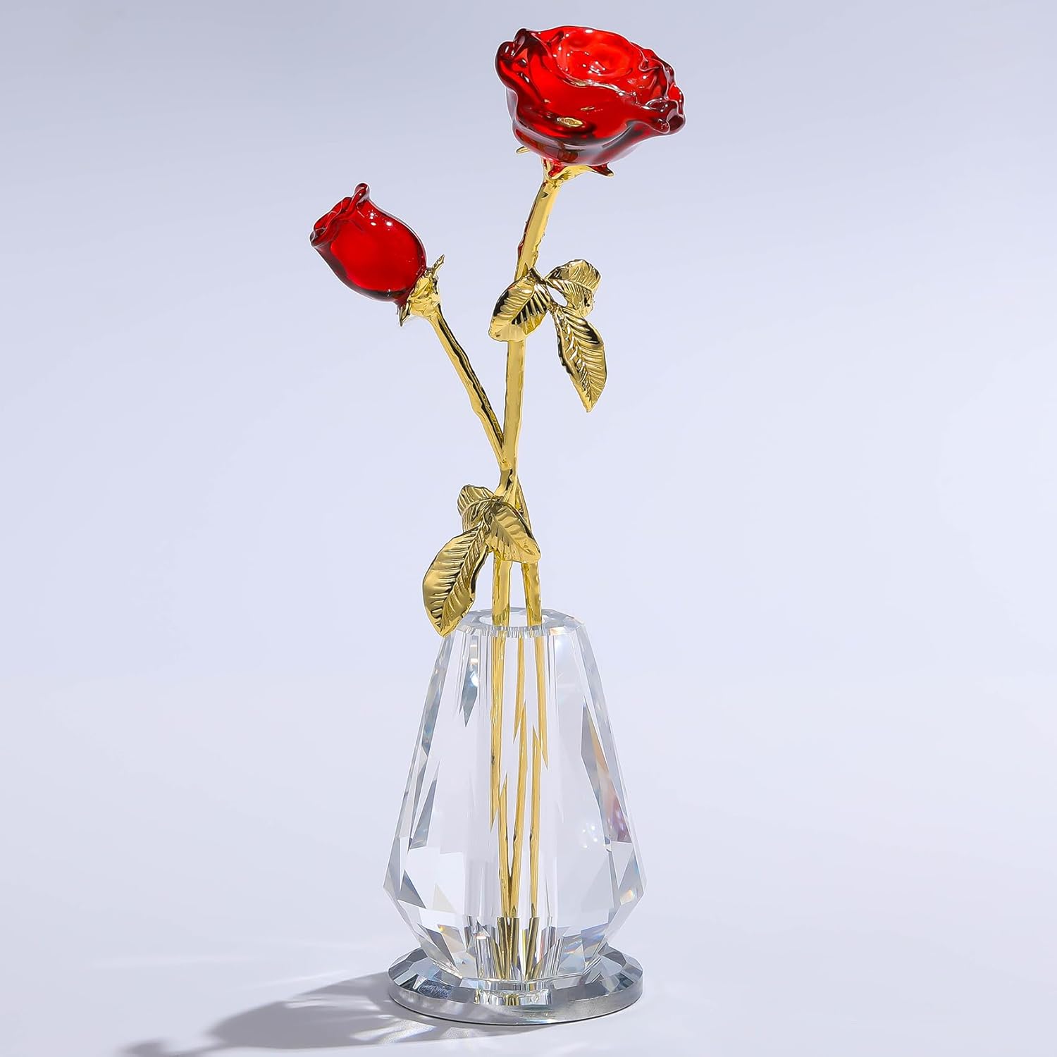 Amazon.com: Movdyka Crystal Red Rose Figurine Glass Roses Flowers ...