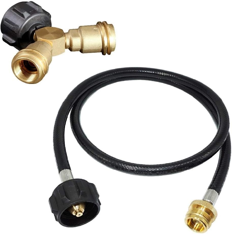 Amazon.com : Propane Y Splitter 2 Way Solid Brass Tee Connector + 4FT ...
