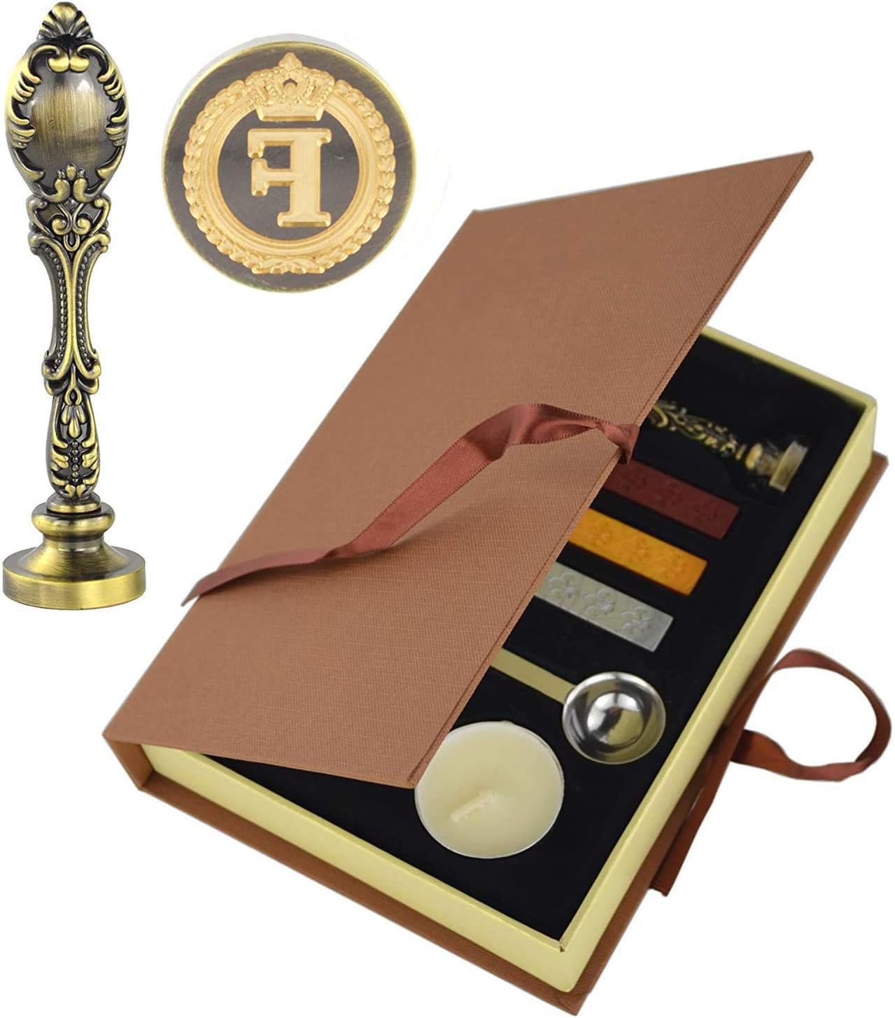 Hexint Vintage Initials Letter Wax Seal Stamp Kit，Retro Classical ...