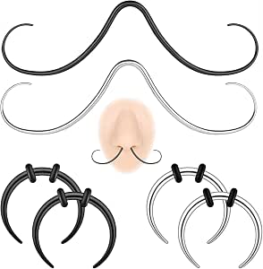 Amazon.com: Qmcandy 16G 14G Mustache Septum Rings Buffalo Septum ...