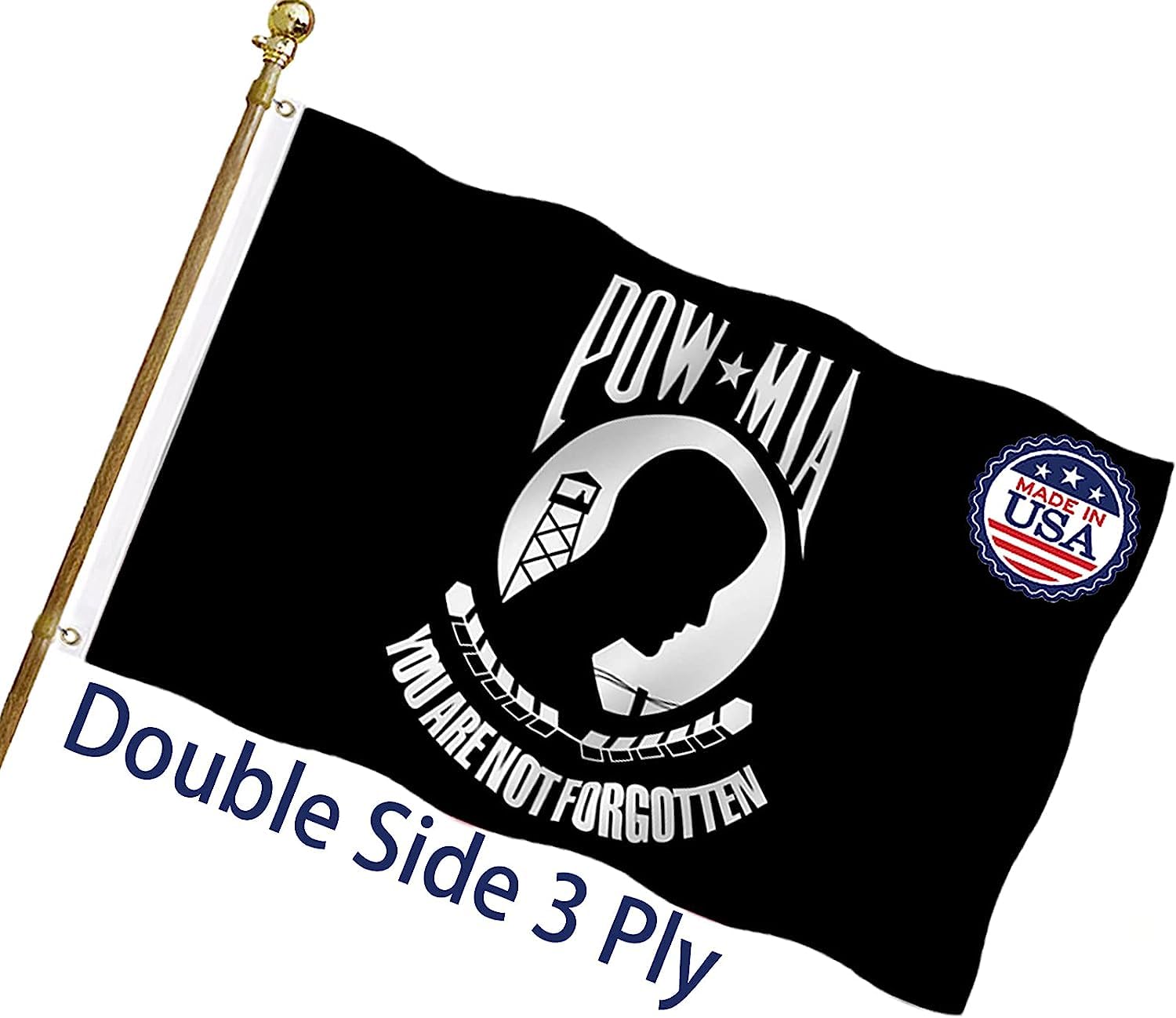 Amazon.com : Pow Mia Flag 4x6 Ft Outdoor Heavy Duty Polyester Military ...