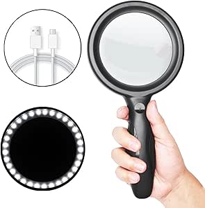 Amazon.com: Powerful Magnifying Glass With Light - 30x 60x Large Hand ...