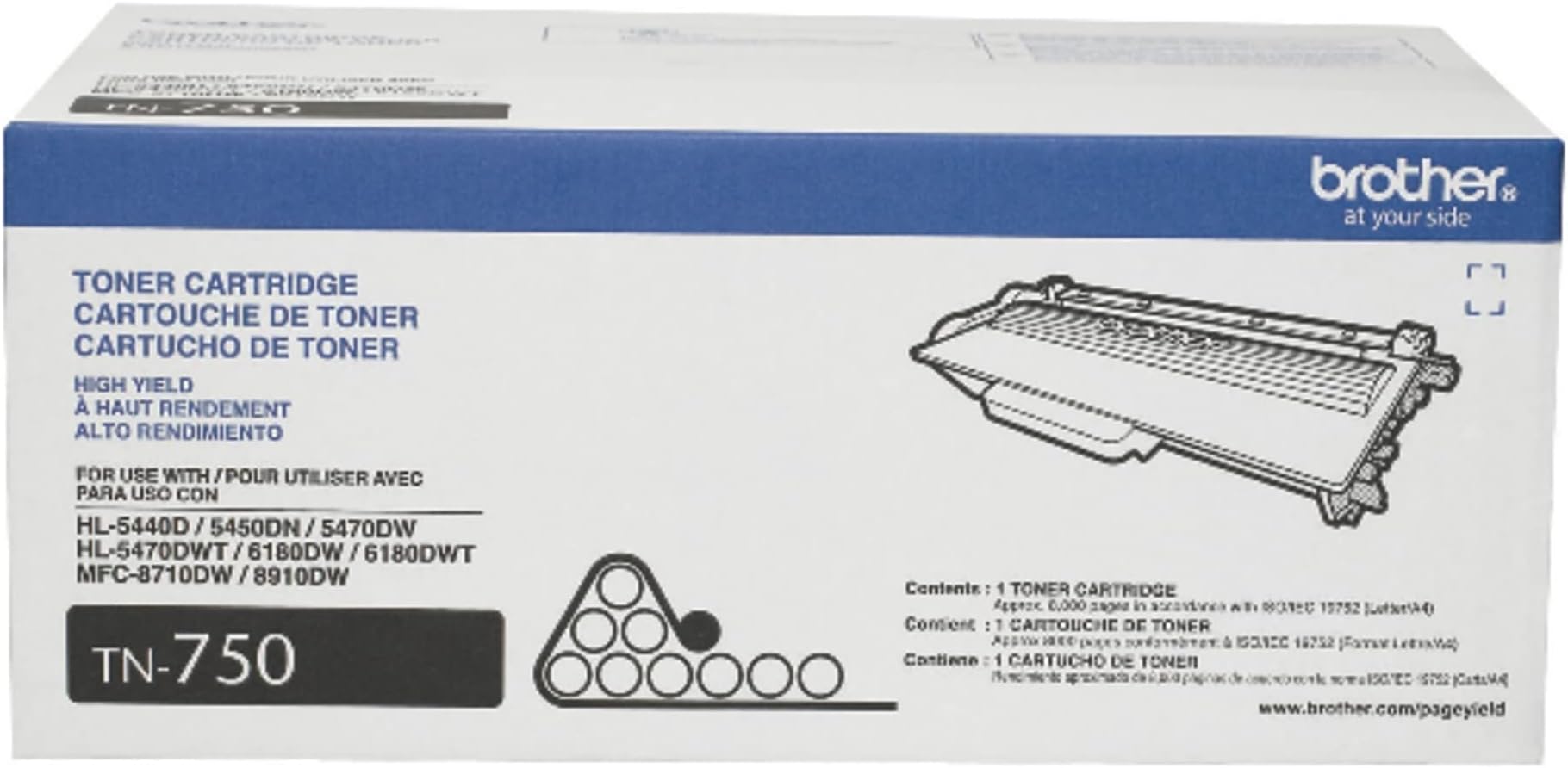 Brother Printer TN750 High Yield Toner Cartridge , Black : Amazon.ca ...