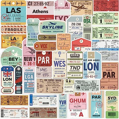 Amazon.com: Travel Stickers Airline Ticket Stickers for Luggage Laptop ...
