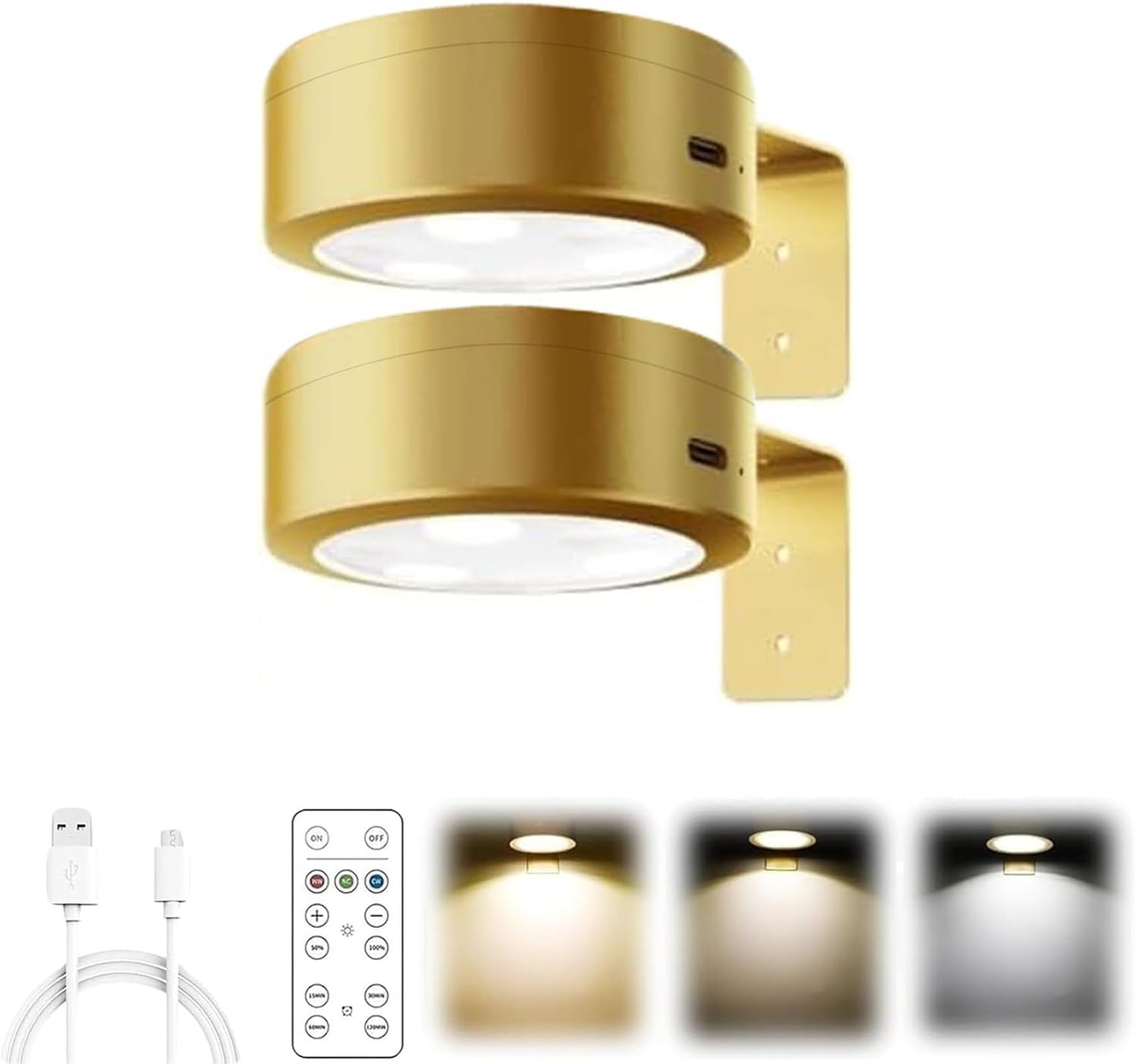 2PCS Picture Lights for Wall, Magnetic LED Rechargeable Wireless Art ...