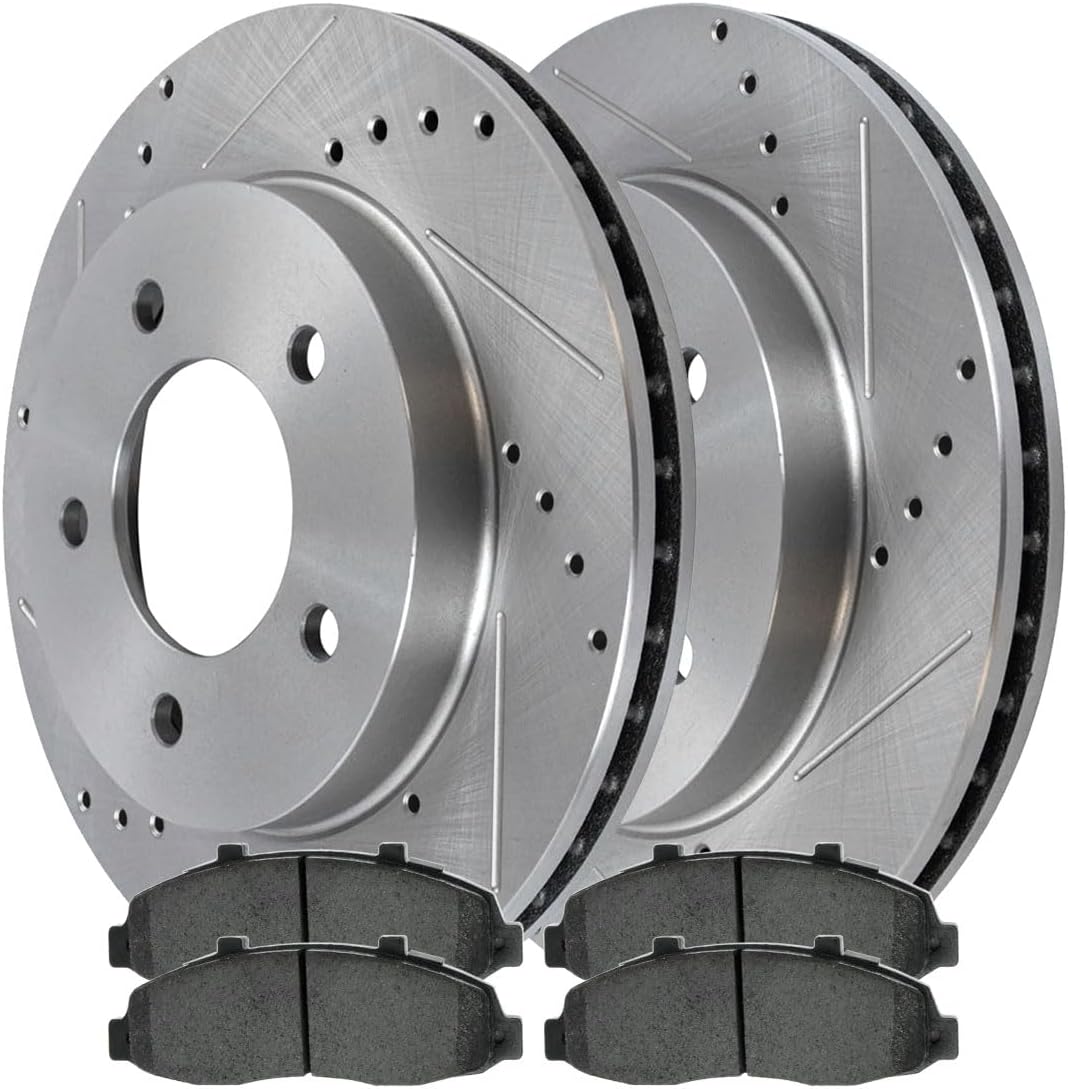 Amazon.com: AutoShack Pair of 2 Front Drilled and Slotted Brake Rotors ...