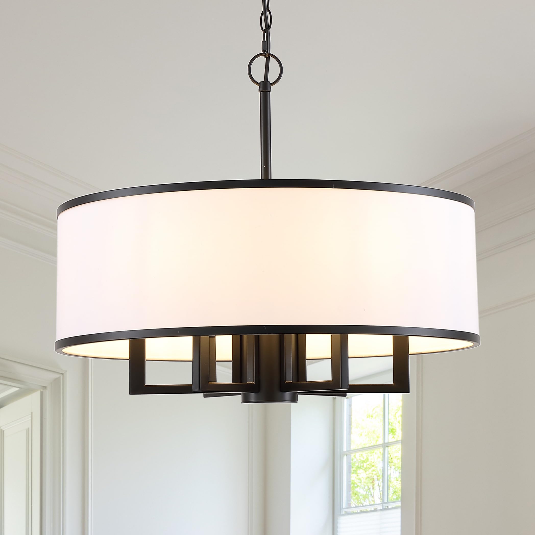 24" 6-Light Drum Chandelier, Modern Large Drum Pendant Light Fixtures ...