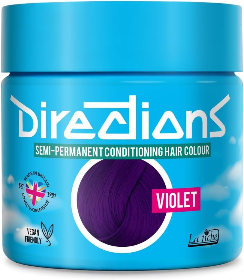 DIRECTIONS Violet Semi-Permanent Hair Colour - 88ml Tub : Amazon.co.uk ...