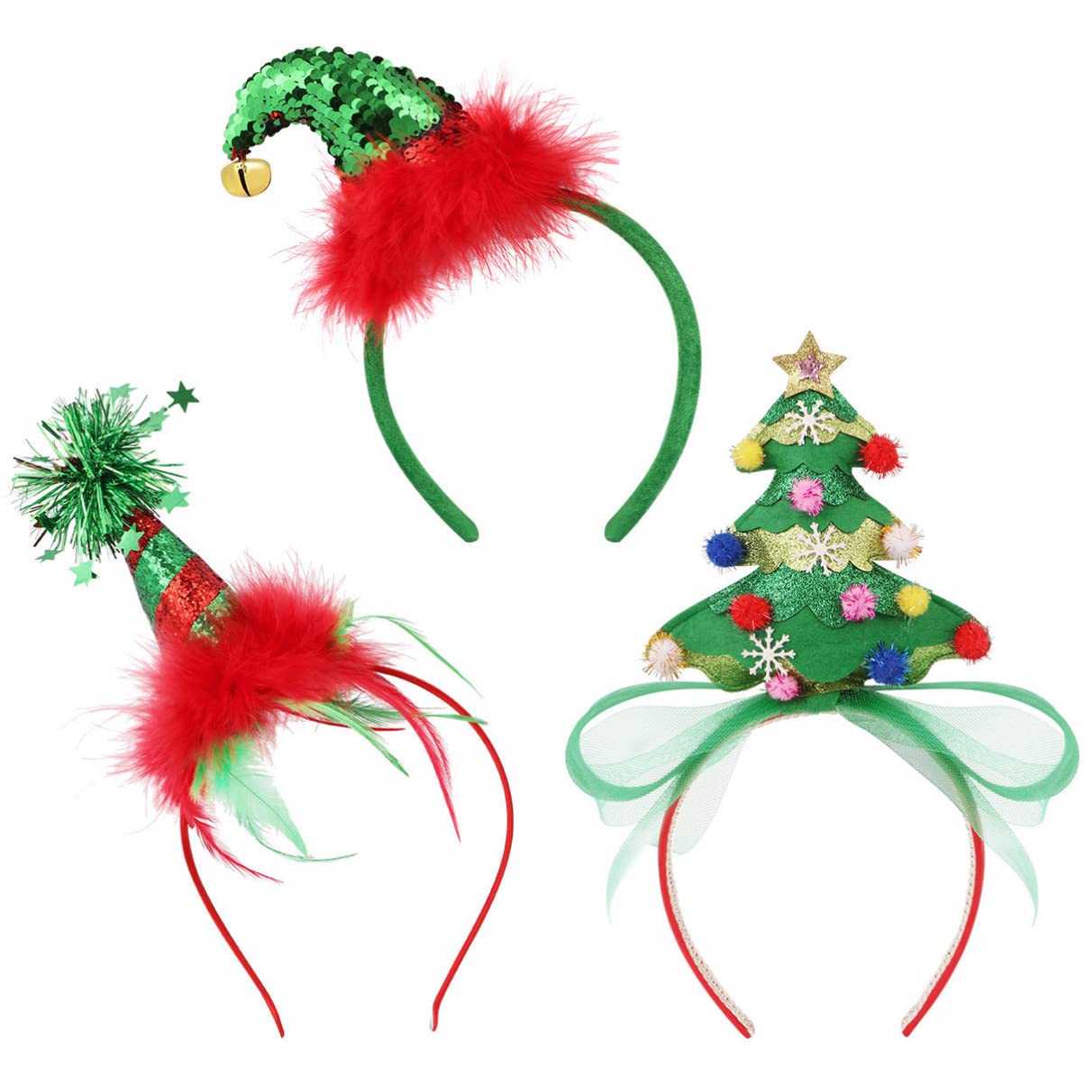 Amazon.com: FRCOLOR Christmas Headwear Headbands Bulk Elf Party Hats ...