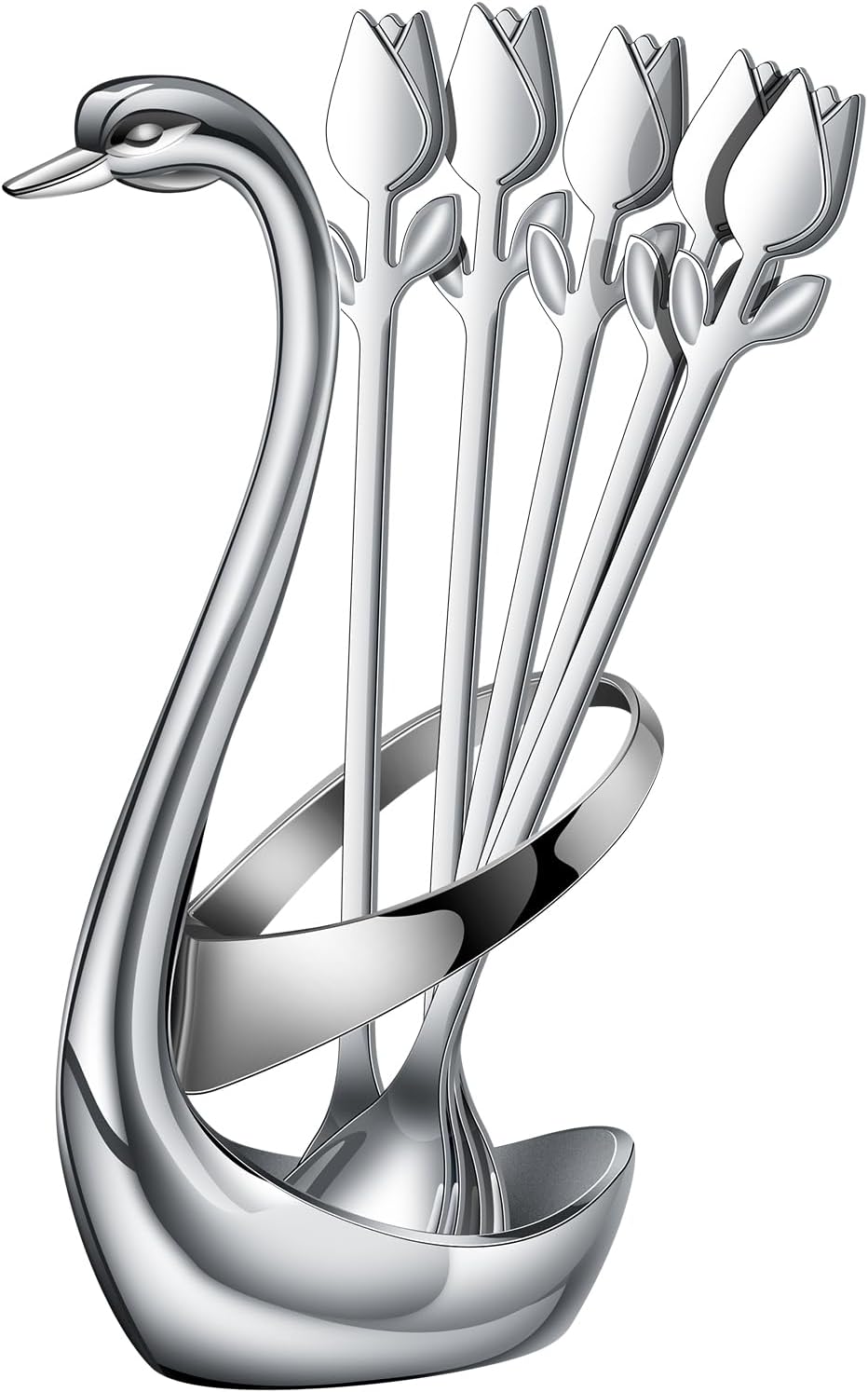 Amazon.com: SGVRPVZ Silver Small Coffee Spoon Holder Set,Swan Base With ...